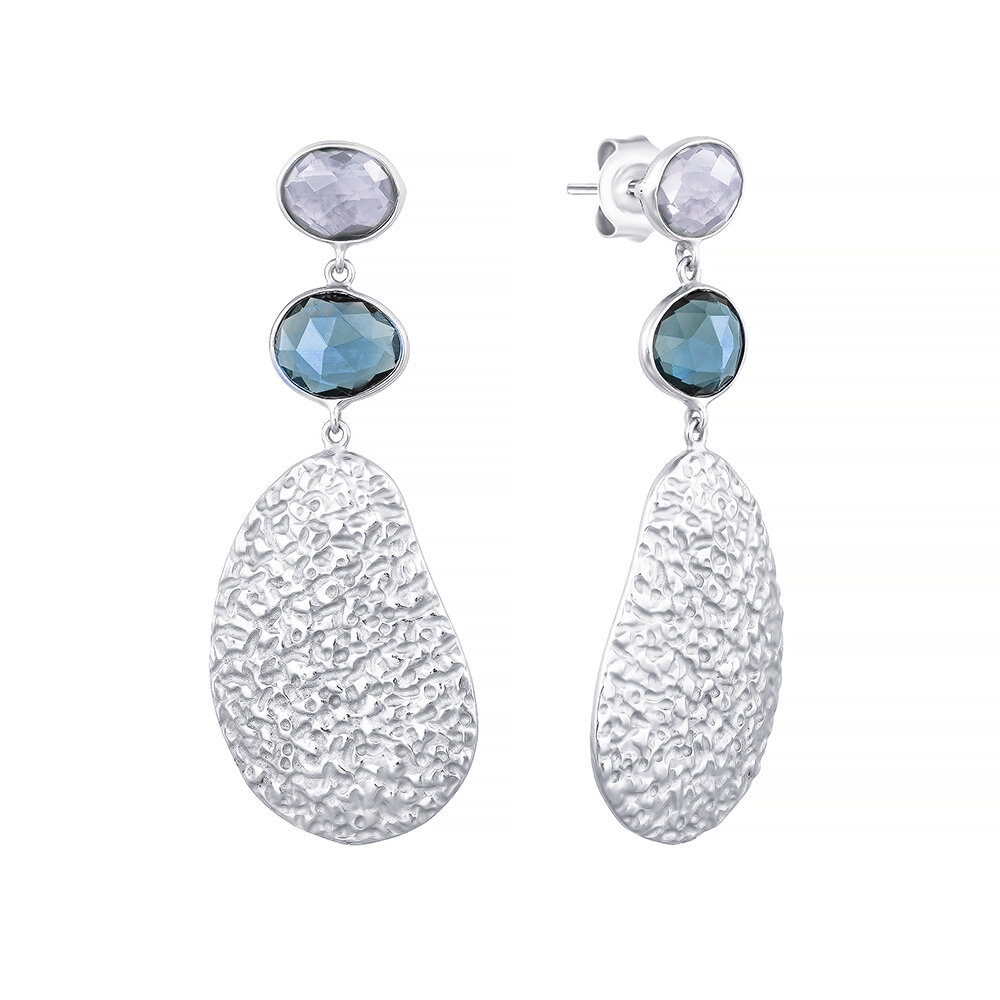 Серьги, серебро, 925 проба, халцедон