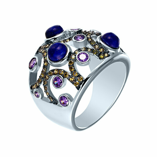 Кольцо, серебро, 925 проба, фианит