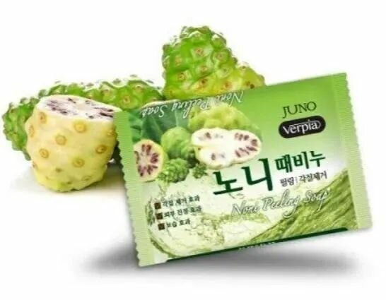 JUNO мыло-пилинг для лица и тела с экстрактом фрукта нони 4шт х 150г