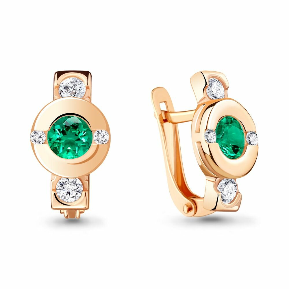 Серьги, серебро, 925 проба, фианит, изумруд синтетический