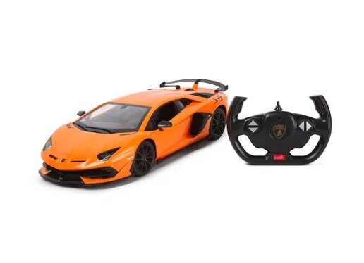 Машинка на радиоуправлении Rastar 96000 Lamborghini Aventador SVJ (1:14, 33 см). Доступ в кабину. Свет фар. Оранжевая