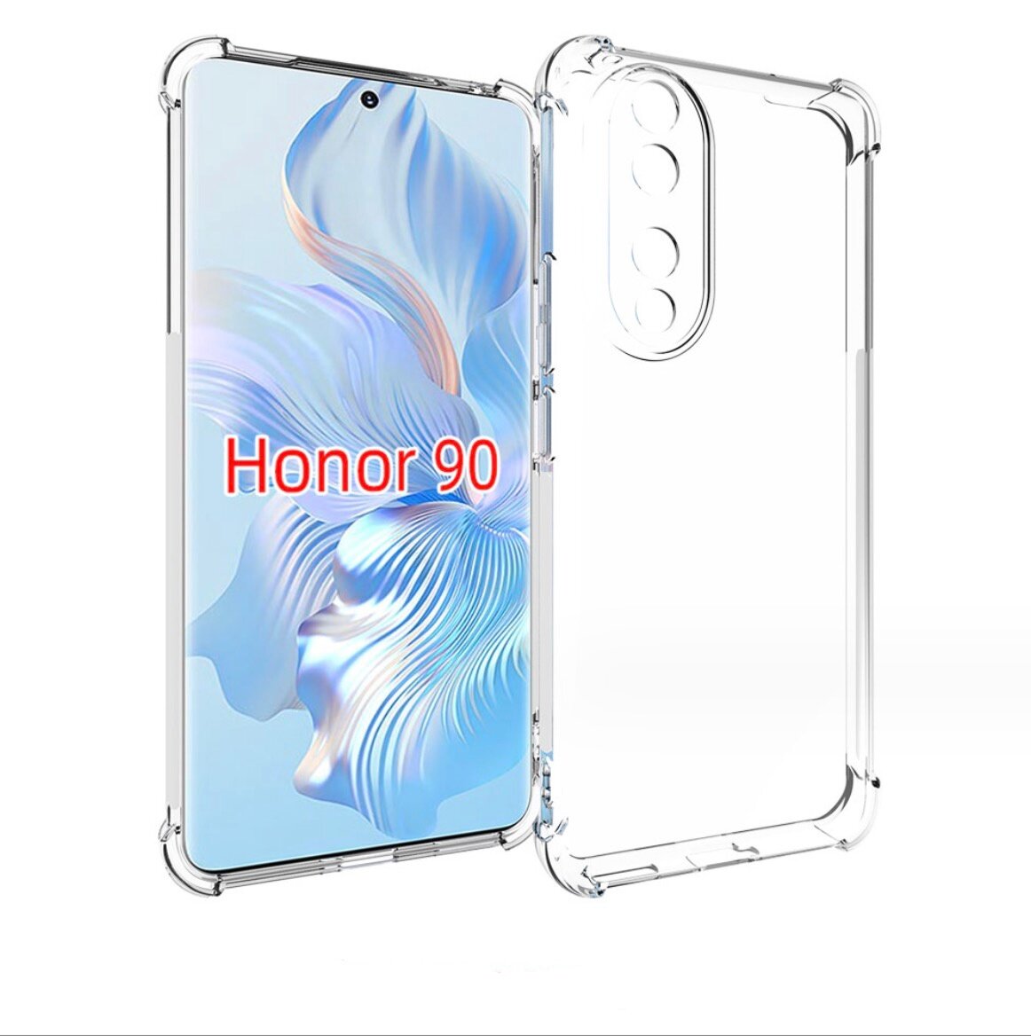 Чехол-накладка-бампер MyPads Tocco для Honor 90 с усиленной защитой углов противоударный, прозрачный