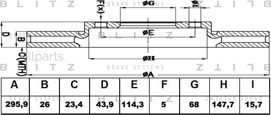 BLITZ BS0408 диск тормозной передний вентилируемый RENAULT GRAND SCENIC, LAGUNA, LATITUDE, MEGANE, SCENIC 07-