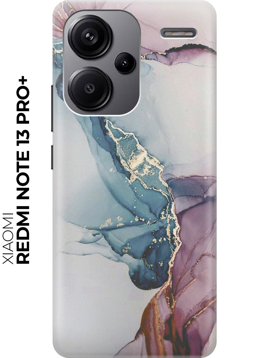 Силиконовый чехол на Xiaomi Redmi Note 13 Pro + / Сяоми Редми Ноут 13 Про + с рисунком "Сине-розовый мрамор"