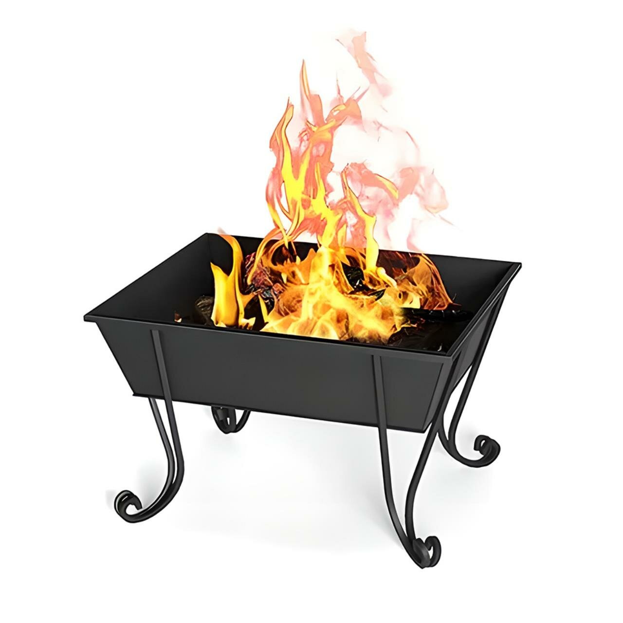 Костровая чаша "Везувий" №1, сталь, чугун, прямоугольная, 52 см х 52см х 39.5 см