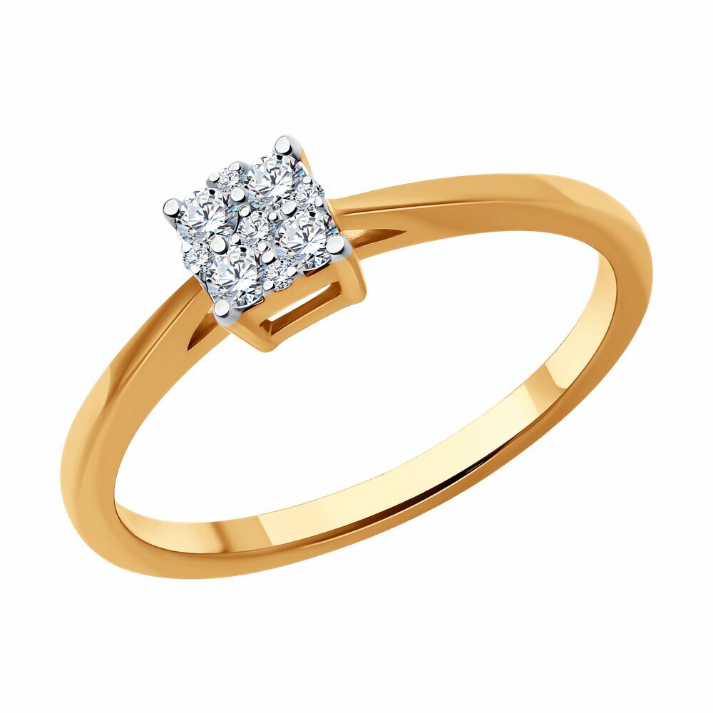 Кольцо, красное золото, 585 проба, бриллиант