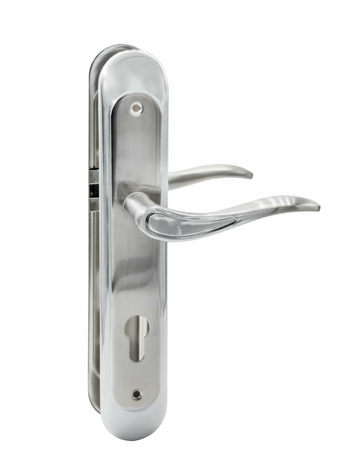 Дверные ручки на планке Loid 90-122 SN/CP серебристый, матовый хром, никель/хром (межосевое 85 мм)