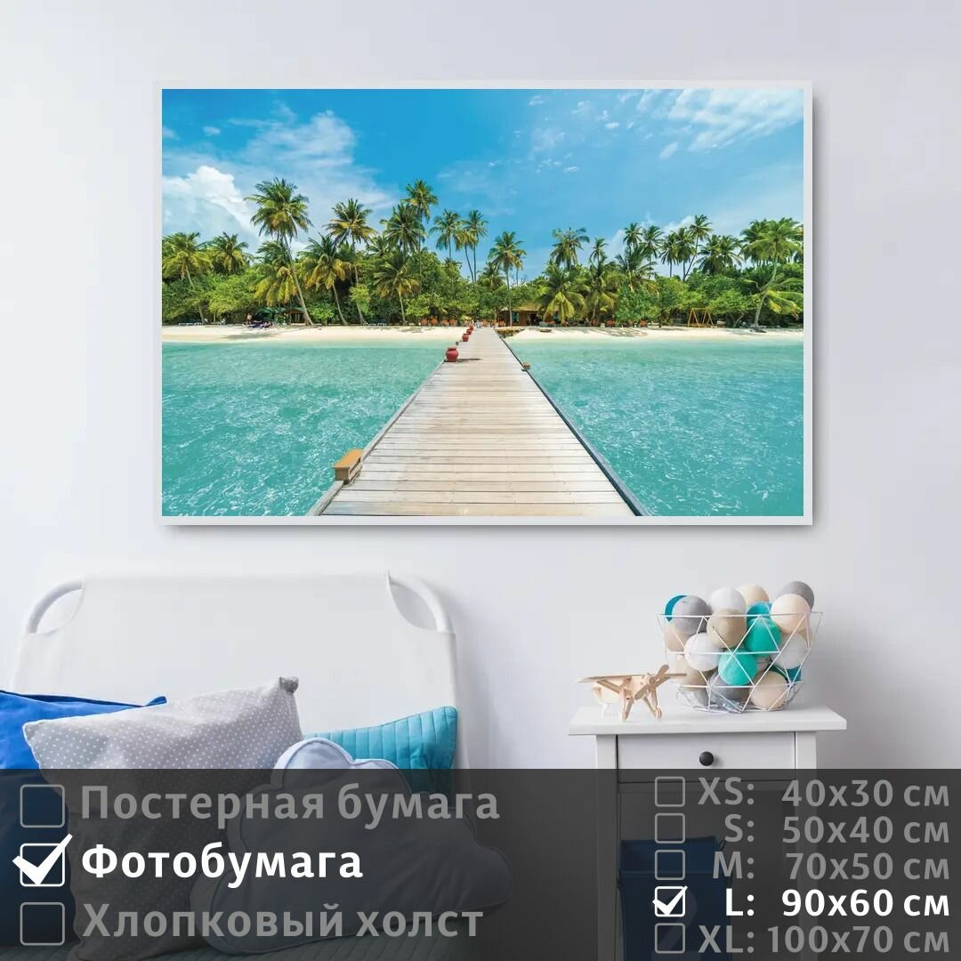 Постер на фотобумаге Мальдивы Тропический Пляж 90х60 см ПолиЦентр