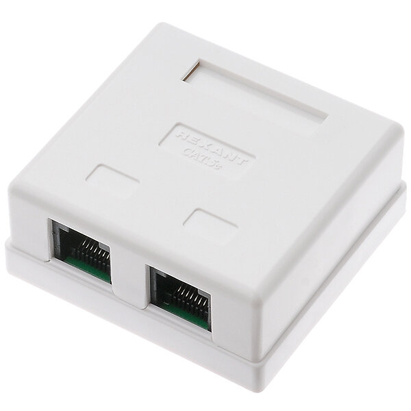 Розетка компьютерная 03-0151 открытой проводки 2 входа RJ45 8 контактов кат.5е (Rexant) (8 шт. в наборе)