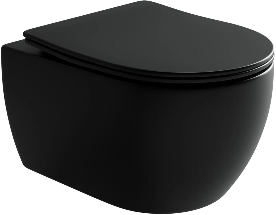 Унитаз подвесной Ceramica Nova Play CN3001MB безободковый, с сиденьем микролифт, черный матовый