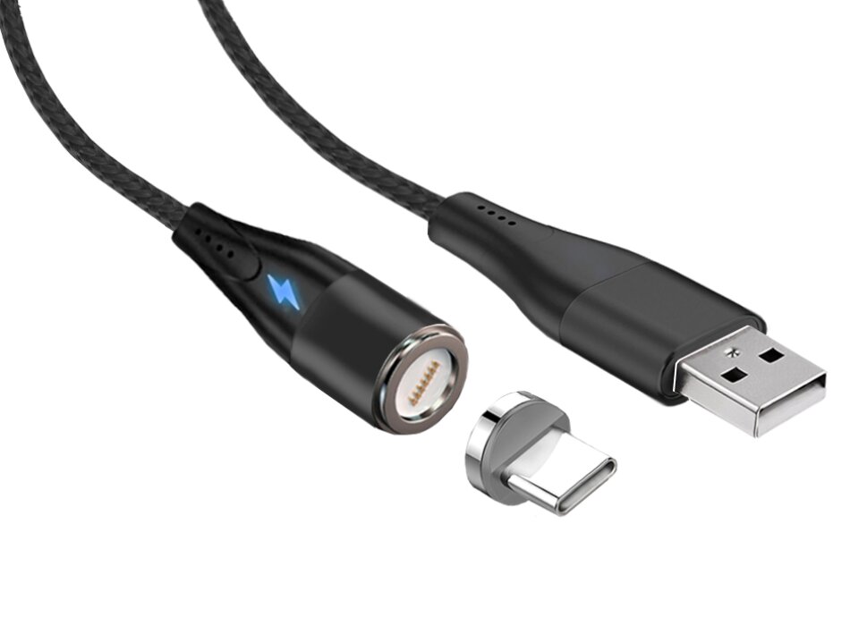 Кабель USB 2.0 - Type C JETACCESS JA-DC38 1м черный(опл, USB/Type-C, Magnet, QC,3A)