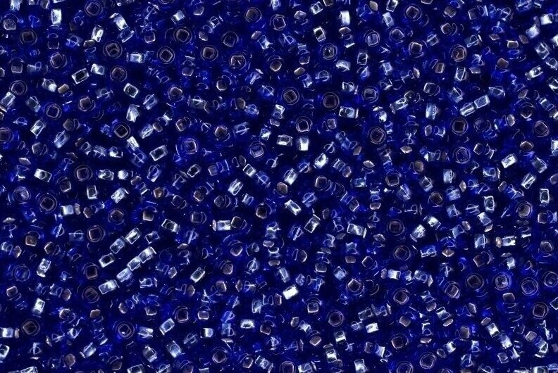 Бисер Preciosa 37050 синий с серебром глянцевый 10/0, 5 гр,1 шт.