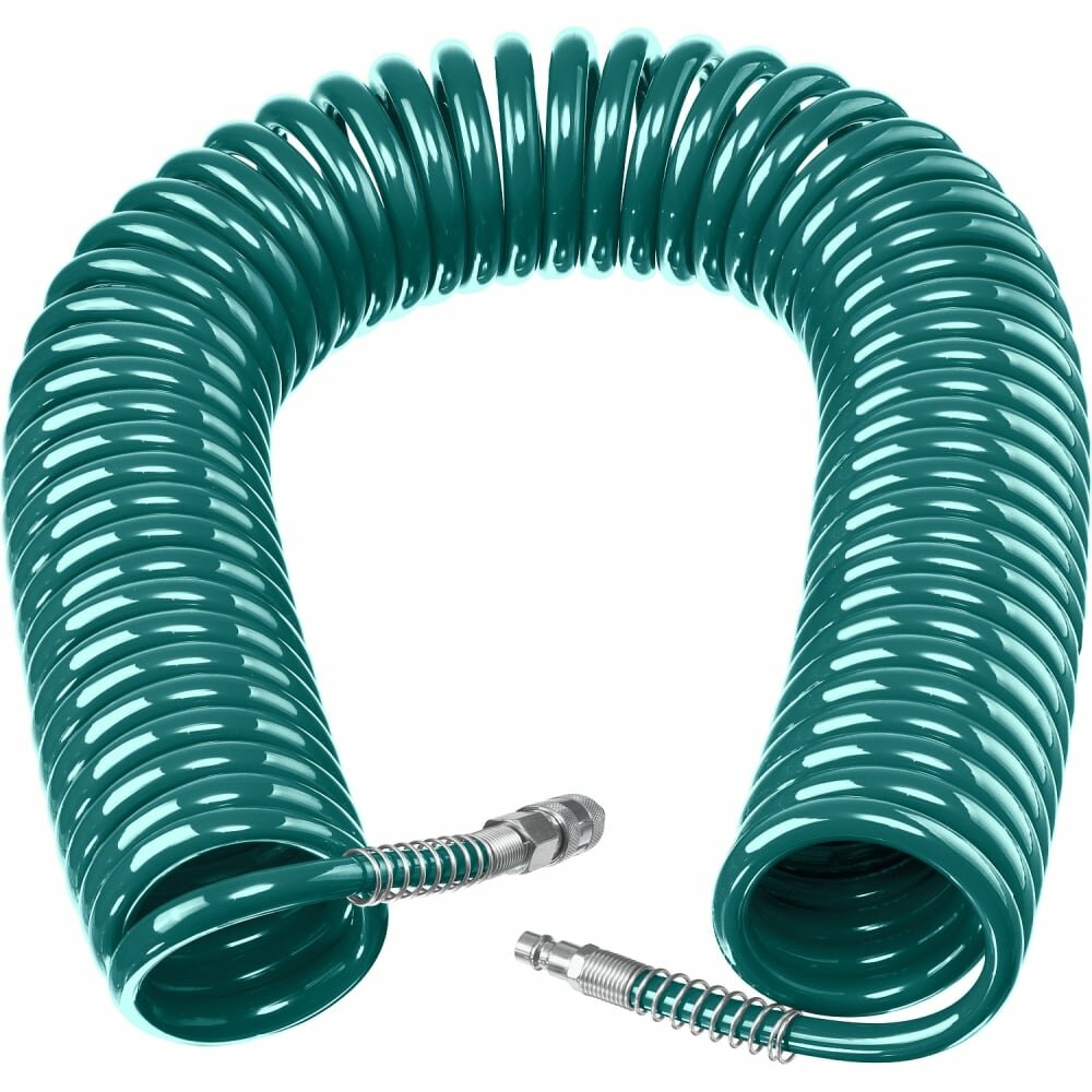 Воздушный спиральный шланг с фитингами рапид KRAFTOOL 20 м, 8x12 мм, 15 бар 06590-20