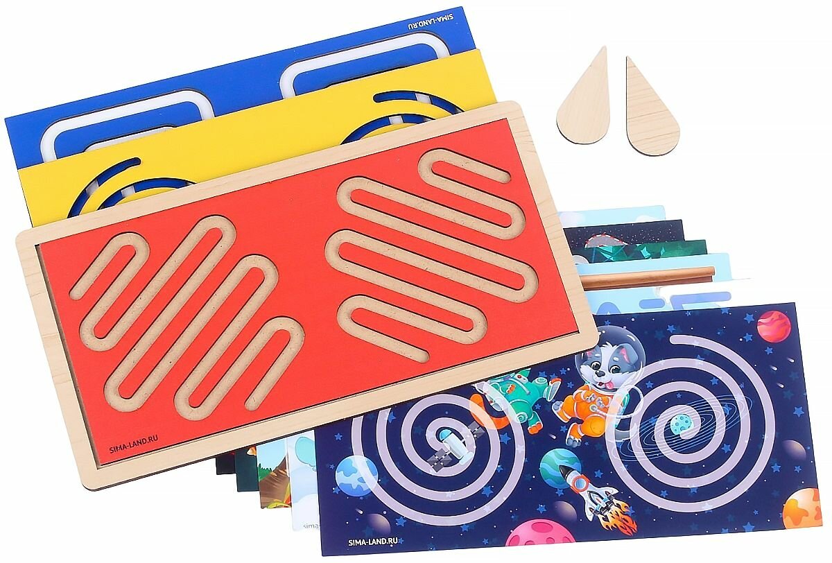 Деревянные Межполушарные доски "Лабиринты", деревянный лабиринт для игры двумя руками одновременно, развитие полушарий мозга, набор 3 шт