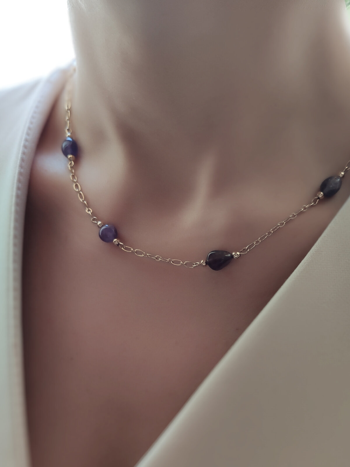 Чокер, аметист