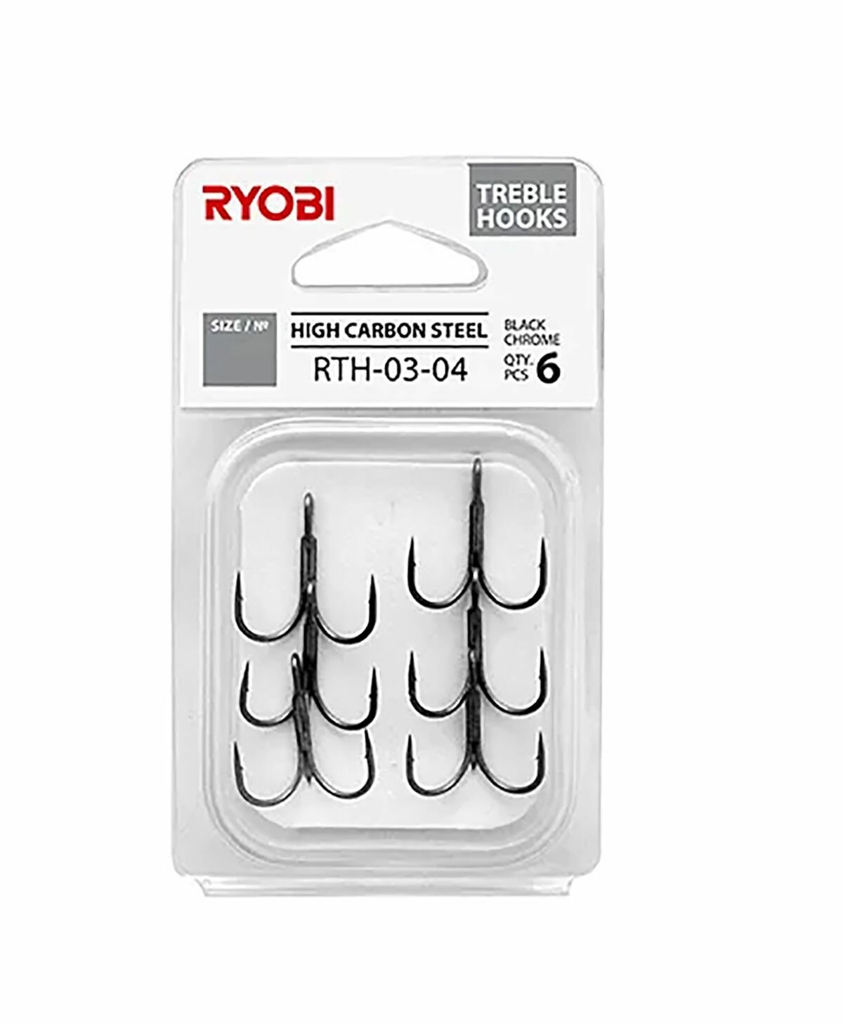 Крючок тройник рыболовный RYOBI RTH-03 №04 ( упк. по 6шт.)