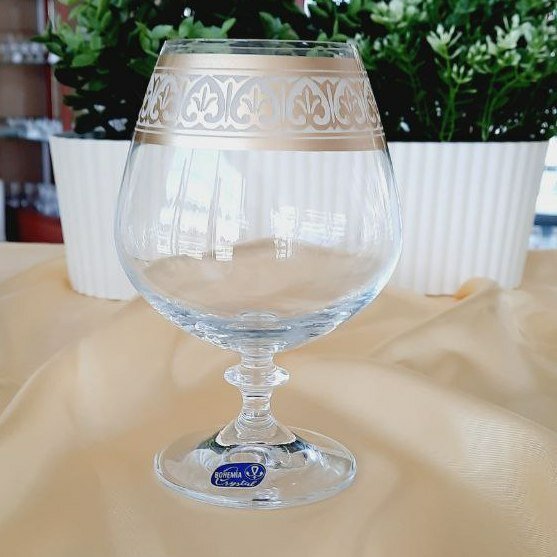 Набор бокалов для коньяка "Анжела" матовое золото 400 мл, 6 штук, Богемия, Crystallex