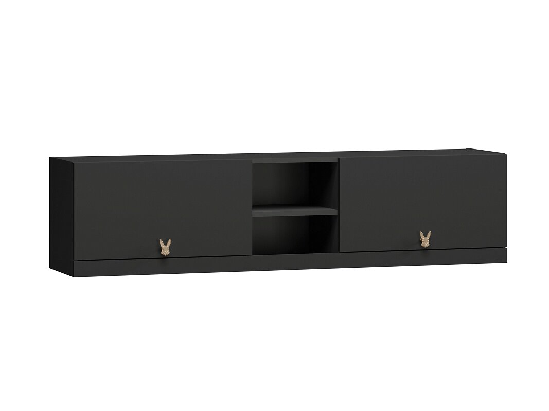 Антресоль МебельЛэнд24 Банни - 6 МДФ Черный Агат 150x32x37 двухдверный