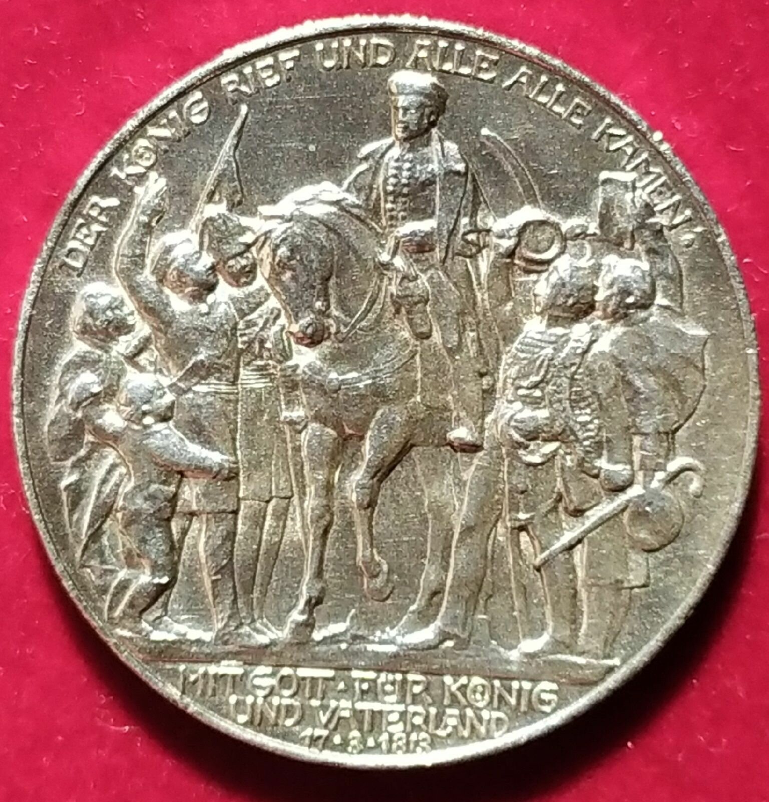 3 марки 1913 г. 100 лет Победы над Наполеоном под Лейпцигом (Битва народов)