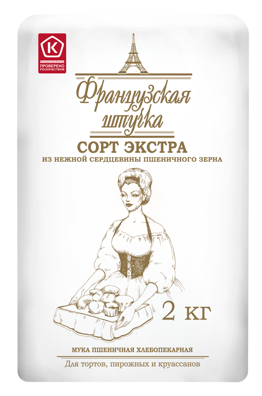 Мука пшеничная французская штучка хлебопекарная сорт экстра ГОСТ, 2кг