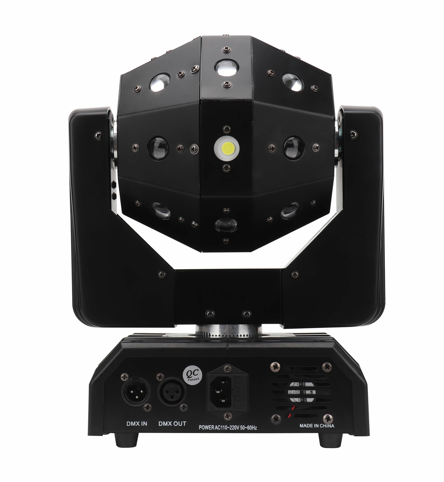 REXUS 329 - голова вращения, средний куб, лучи BEAM (2вида), стробоскоп, лазер 2 цвета, RGBW