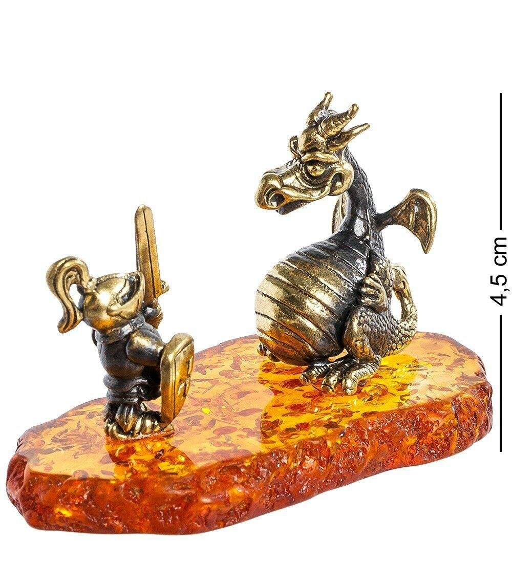 Фигурка Рыцарь с драконом (латунь, янтарь) A1974586 Народные промыслы бронзовый