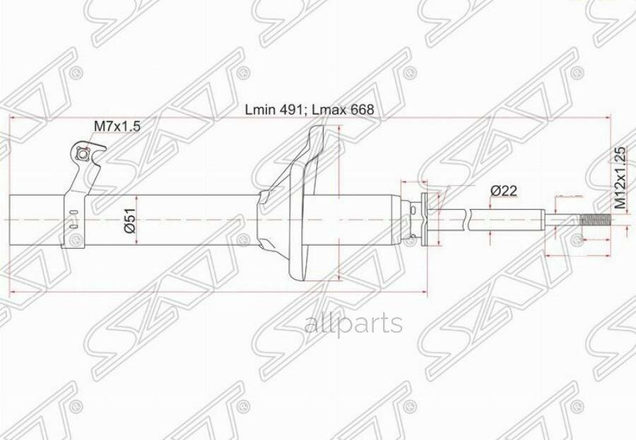 SAT ST-51606-S2H-014 Стойка передняя Honda HR-V 98-07