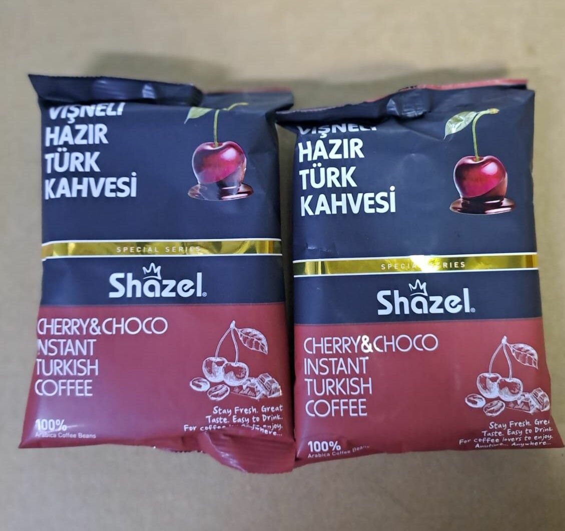 Молотый турецкий кофе Shazel со вкусом вишня для заваривания в чашке 2 шт по 100г