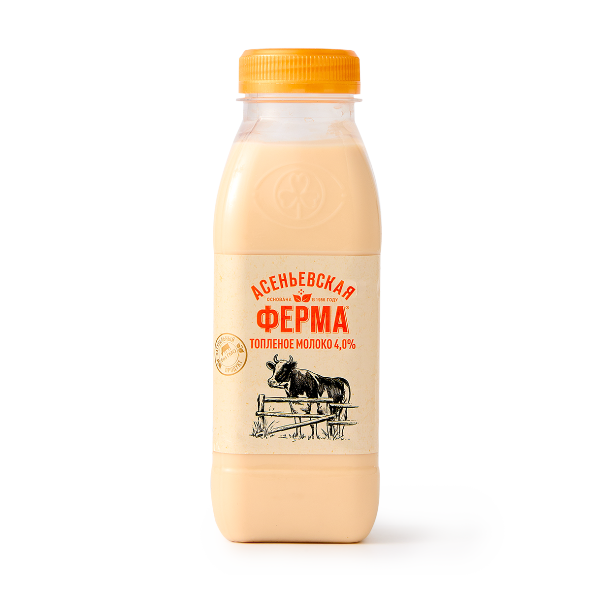 Топленое молоко Асеньевская Ферма, 4% жирности, бутылка 0,33 л