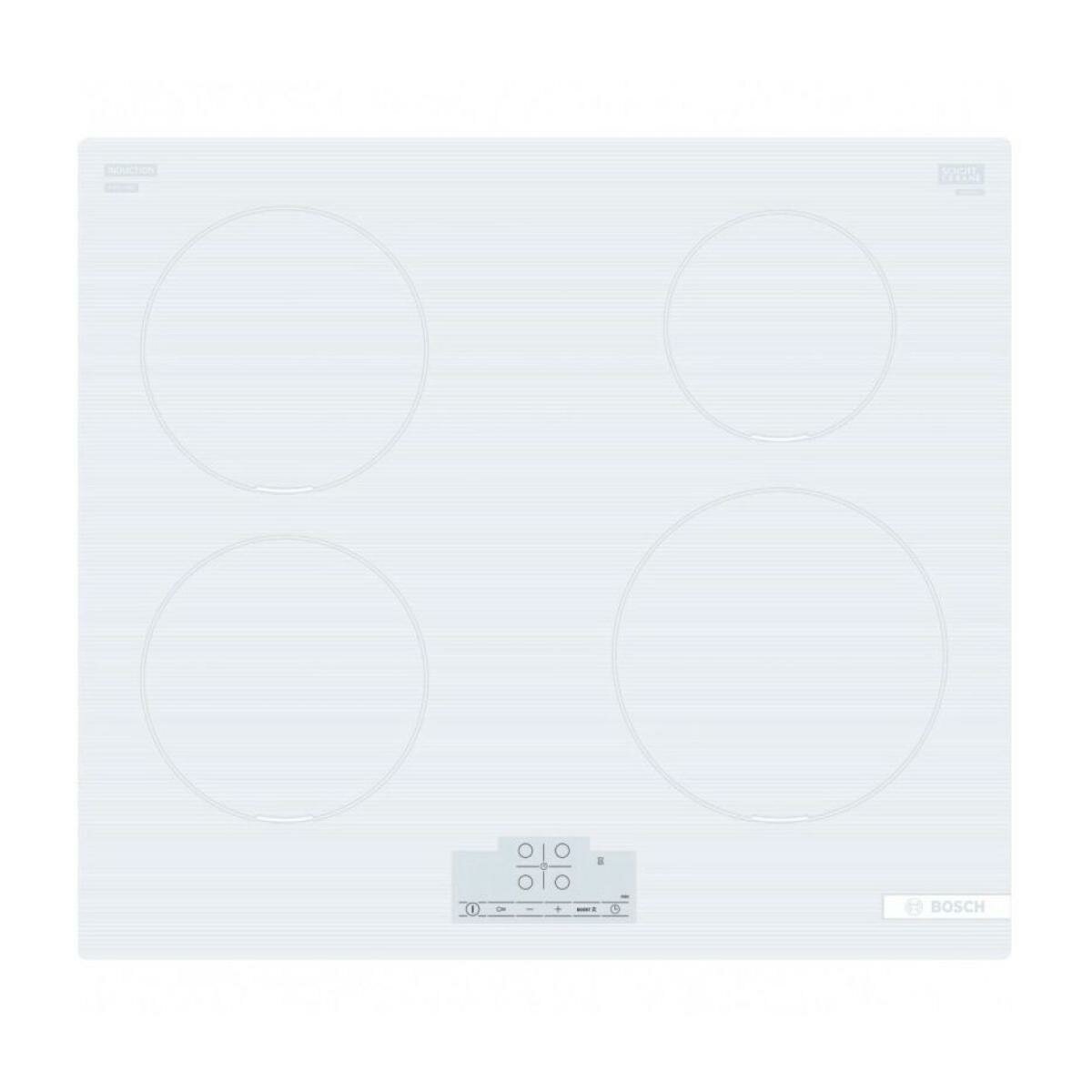 Индукционная панель Bosch PUE612BB1J, 4 конфорки, сенсорное управление, белая