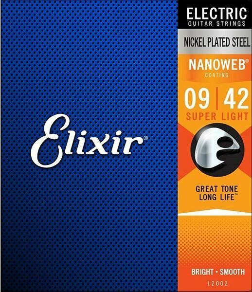 ELIXIR 12002 NANOWEB Комплект струн для электрогитары, Super Light, 9-42