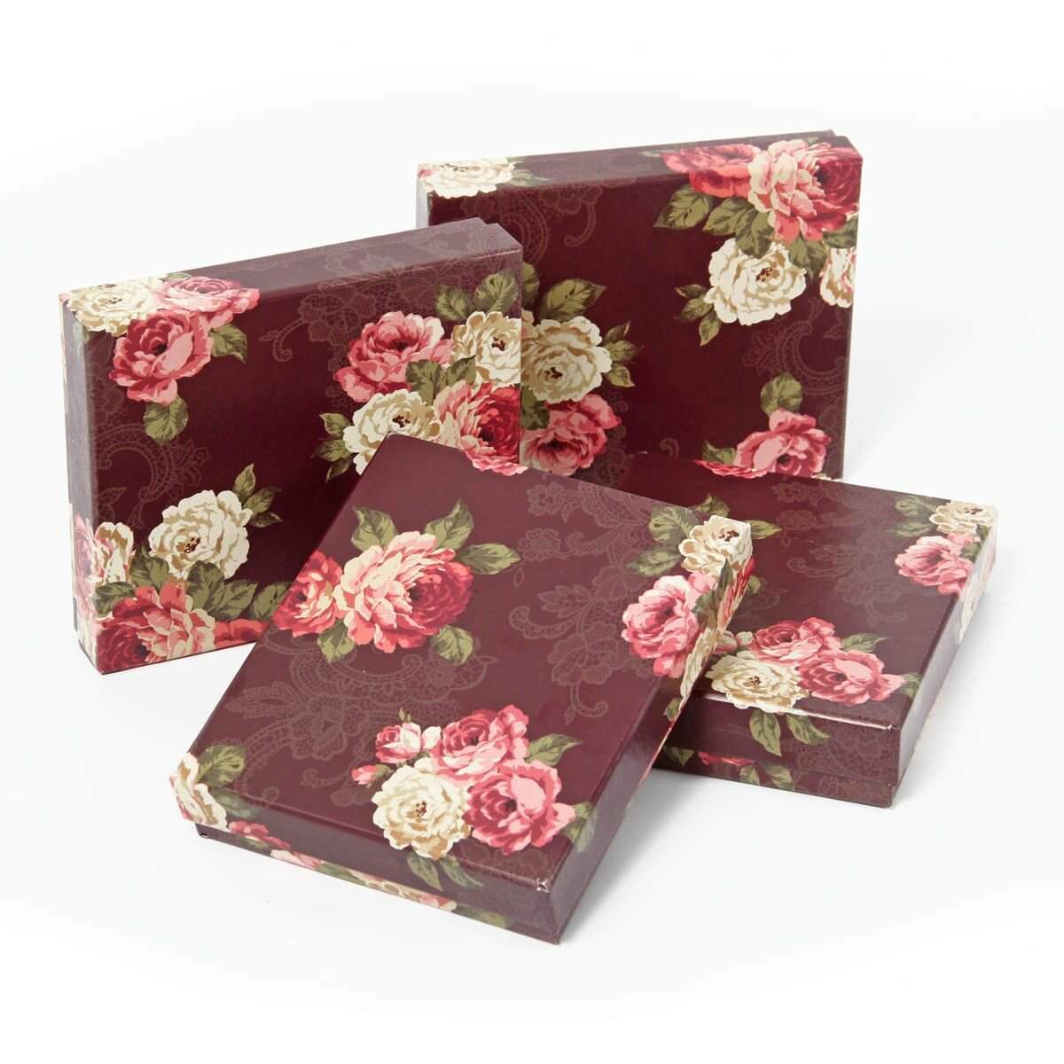 Набор подарочных коробок, Veld-Co / Прямоугольные, цветочный принт, 4 шт