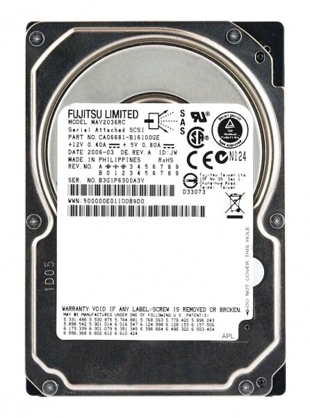 Жесткий диск Fujitsu CA06681-B16100GE 36Gb SAS 2,5" HDD