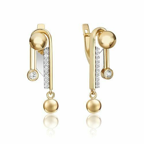 Серьги, комбинированное золото, 585 проба, родирование, топаз