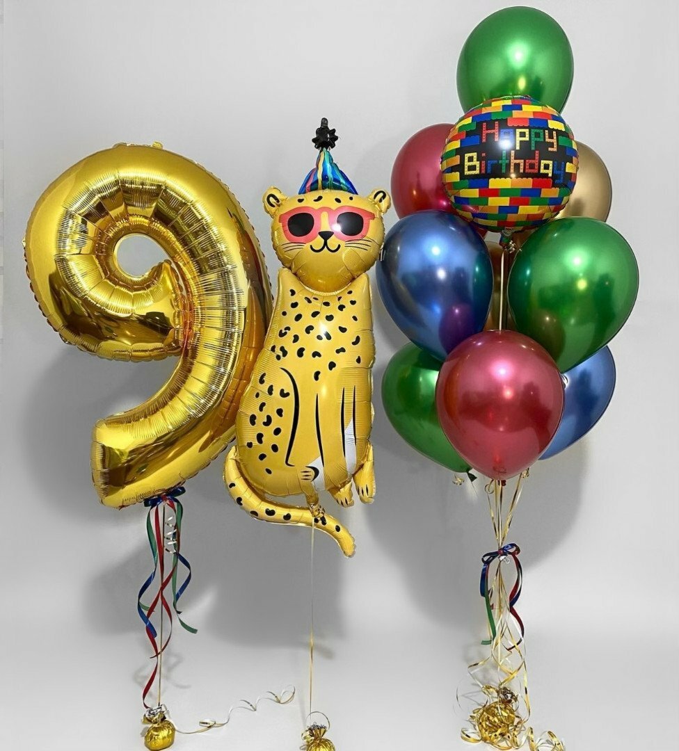 Шары с леопардом «Happy Birthday»