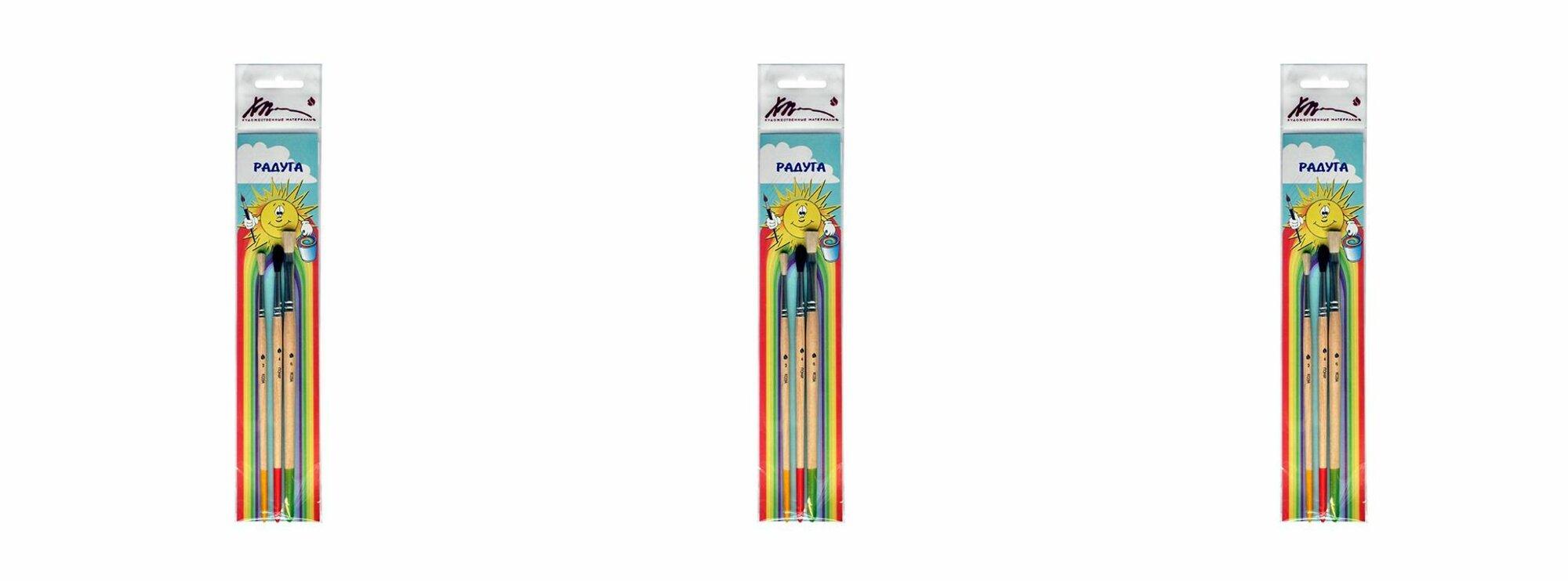 АртАвангард Набор кистей Радуга № 3, №4, №6 , 3 уп