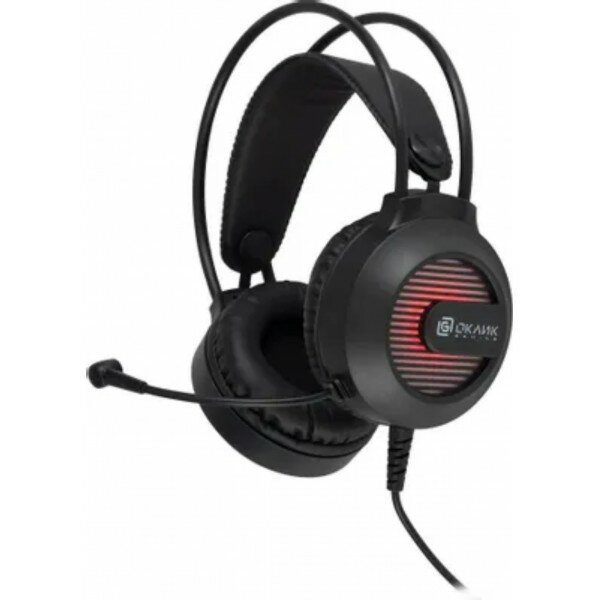Гарнитура Oklick HS-L300G чёрный, проводная, 3.5 мм, подсветка