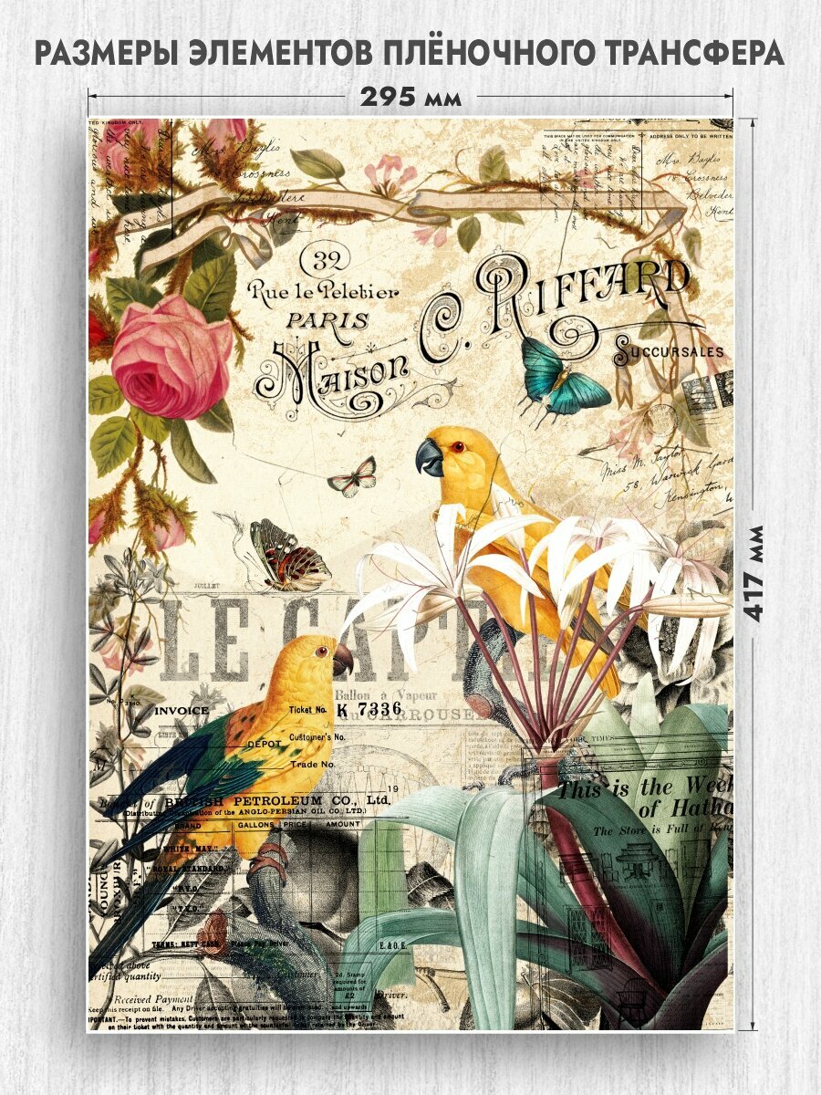 Трансфер для декупажа переводной рисунок для поверхностей винтажный 014 (А3)