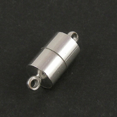 Застежка, 16х6мм, магнитная, цилиндр, базовый материал - латунь, стального цвета, 2 шт.