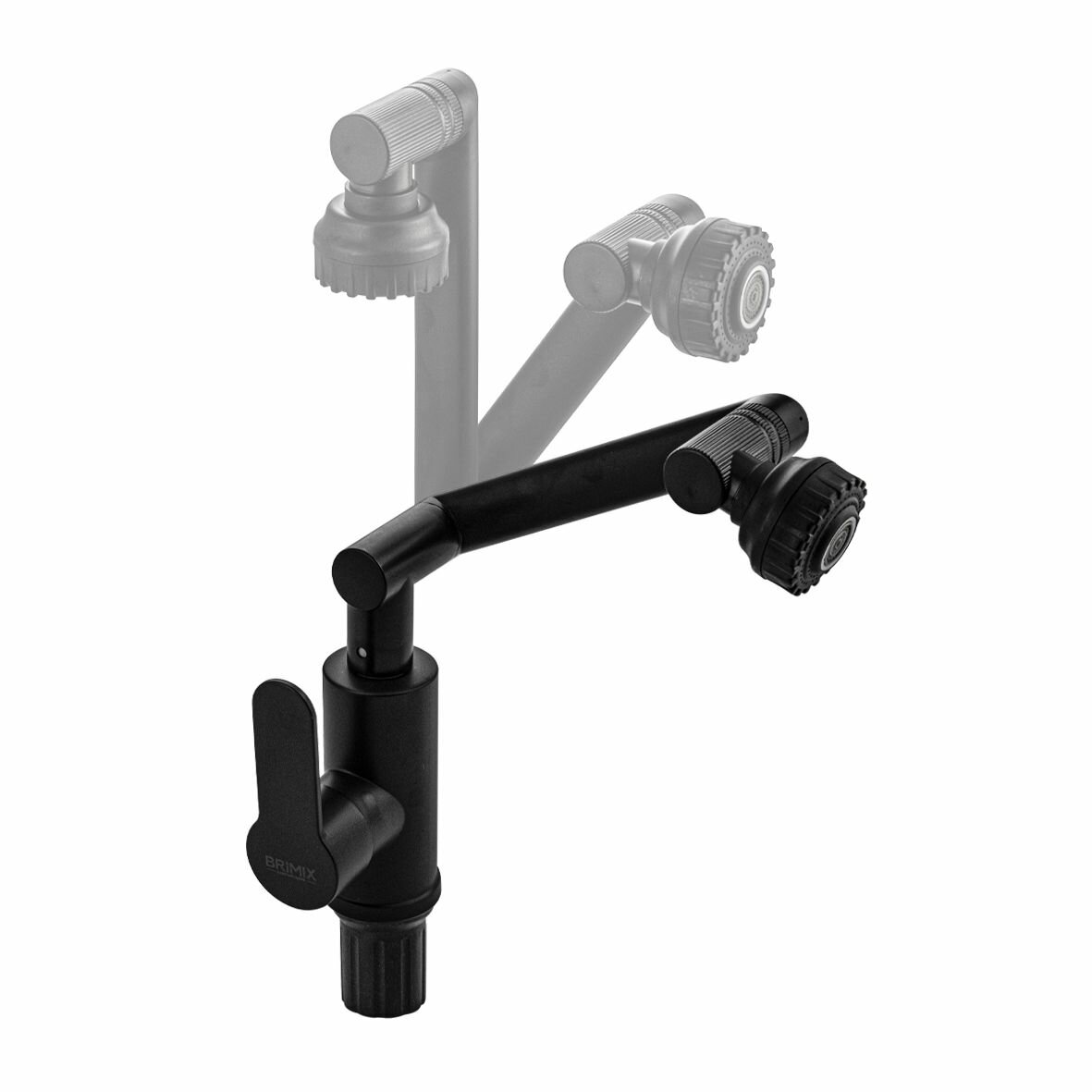 Смеситель для кухонной мойки и раковины , шаровый, из высокопрочного пластика АБС , поворотный излив и аэратор, цвет черный.