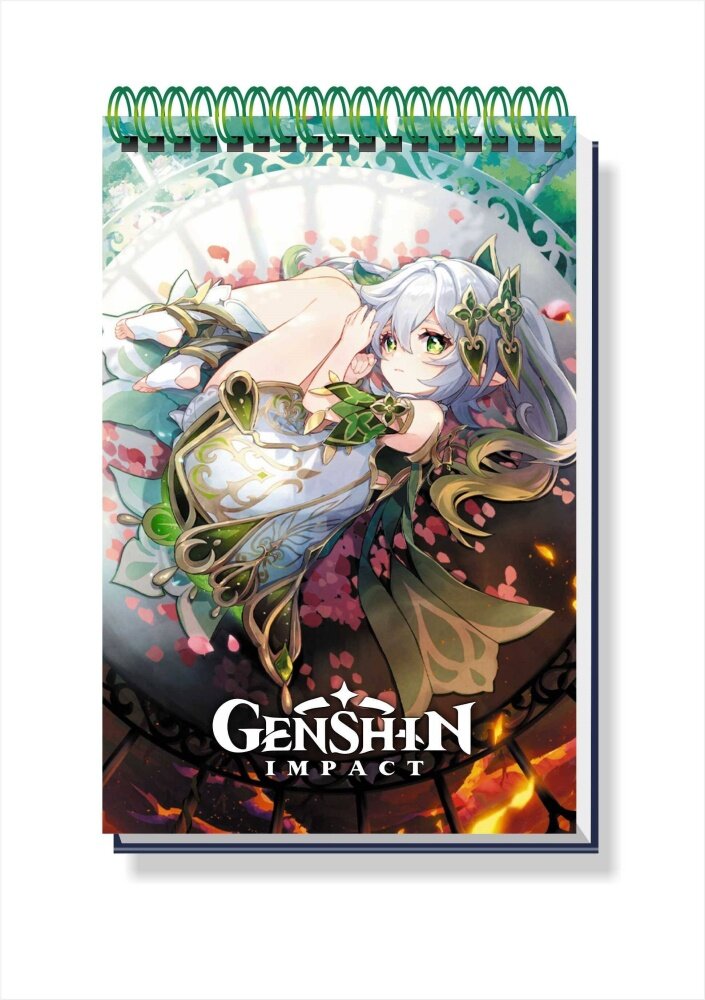 Геншин. Творческий блокнот cо стикерами и переводными татуировками A5. Озарение луной травы (08223)