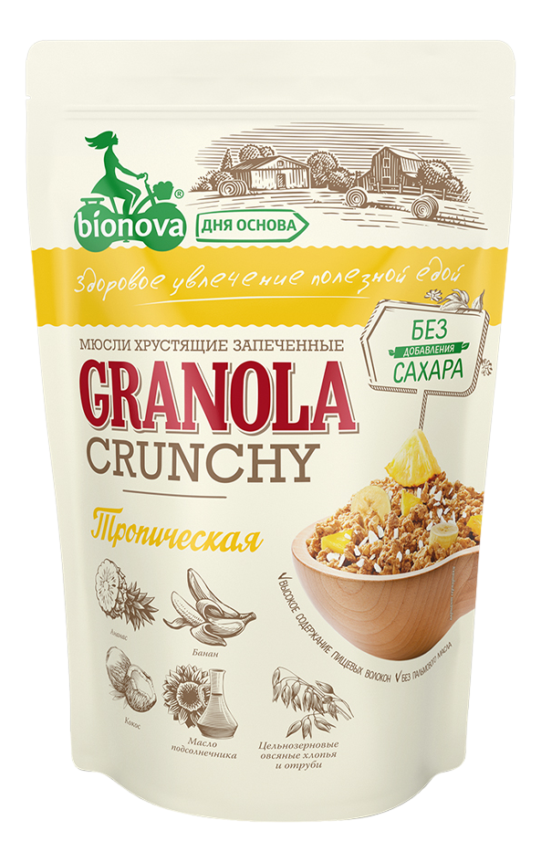 Мюсли BIONOVA Crunchy Тропические, 400г