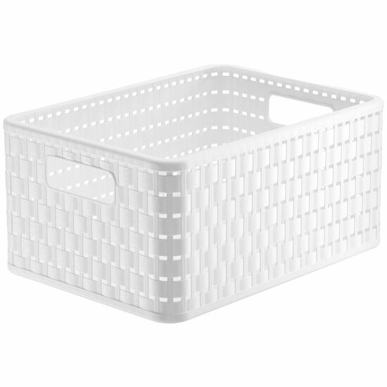 Корзина Rotho Country A5 plus, для хранения вещей, плетеная с ручками, белый, 11л (1116901100)