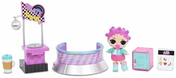Игровой набор лол кукла сюрприз фурнитура Furniture Roller Rink серия 3 с мебелью Роллердром, 567103