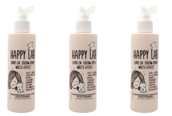 Несмываемый крем-спрей для волос Happy Lab, 200 мл, 3 шт