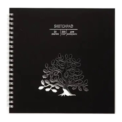 Paper art Скетчпад 200 г/м2 A5+ 195x195 мм на спирали 20 листов Дерево СПСФ20150-RW66
