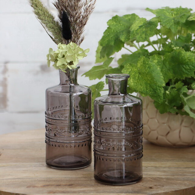 Набор стеклянных ваз Porto 15 см серый, 3 шт, Ideas4Seasons, 29746-набор-1
