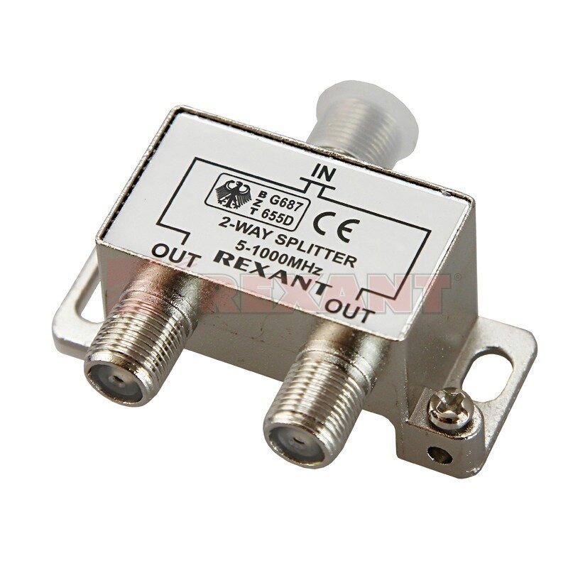 Антенный разветвитель Rexant 05-6001 делитель ТВ Краб х 2 под F разъём 5-1000 МГц (1 штука)