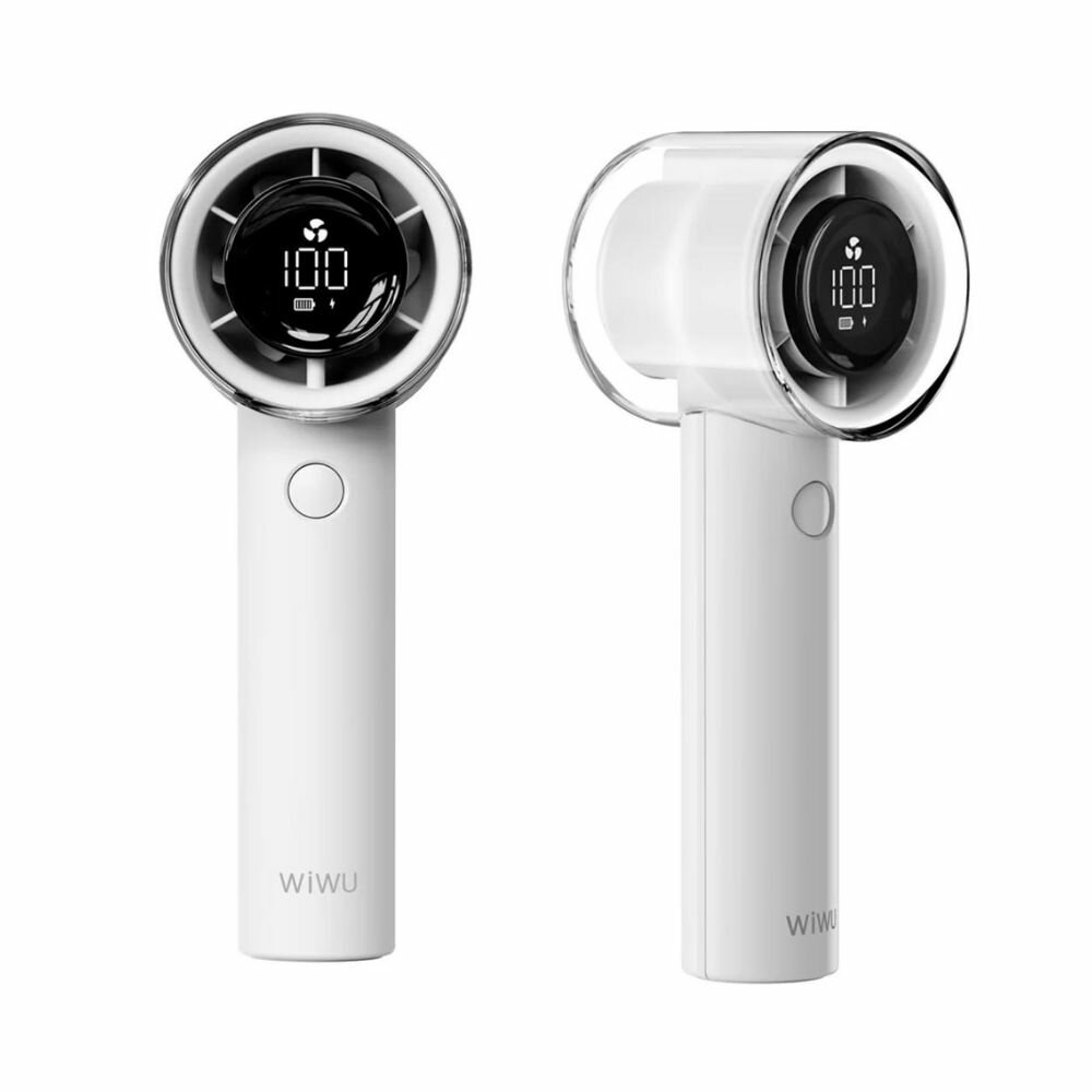 Портативный мини-вентилятор WiWU Hurricane High Speed Handheld Fan, 3000 mAh, 5W, Белый
