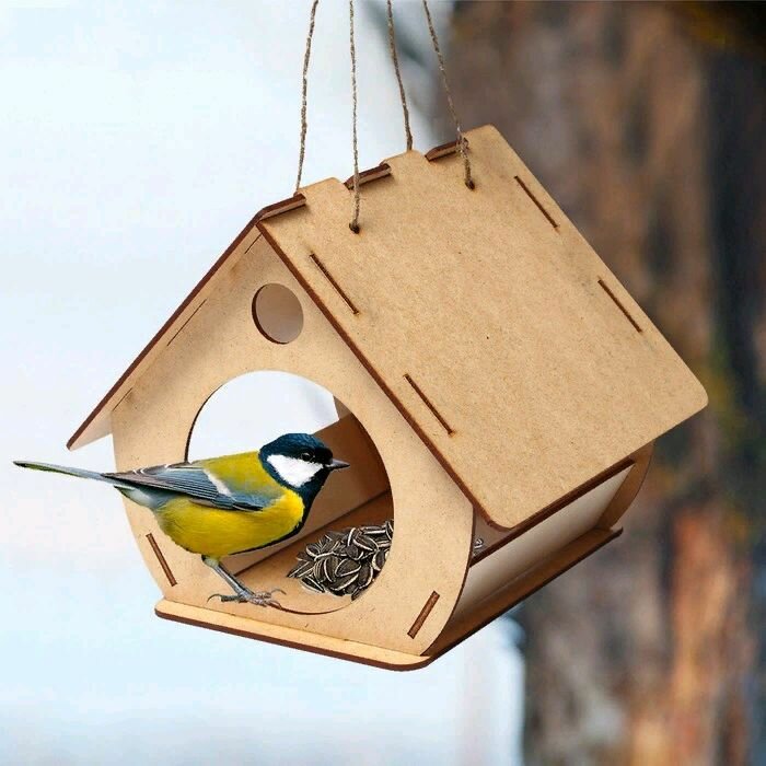 Кормушка для птиц дерево 20х19х17 см, разобранная Бочка